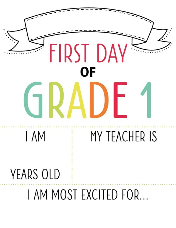First Day of School Printables for JK to Grade 5